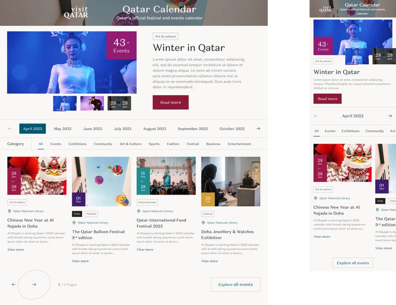 Qatar Calendar Widget | Qatar Tourism
